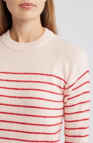Caslon Stripe Relaxed Fit Sweater - Pink Fresco- Red Stripe
