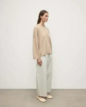 Johnstons Of Elgin Slouch Cashmere Jumper With Pocket - Natural