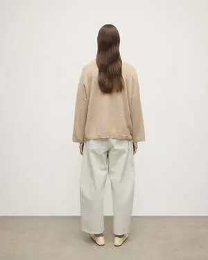 Johnstons Of Elgin Slouch Cashmere Jumper With Pocket - Natural