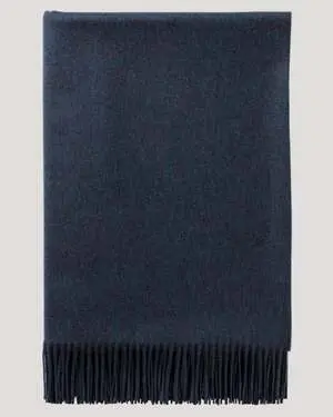 Johnstons Of Elgin Plain Cashmere Throw In Heather - Navy
