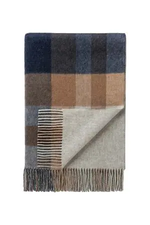 Johnstons Of Elgin Check Reversible Cashmere Throw In Birch - Grey
