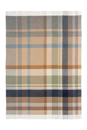 Johnstons Of Elgin Check Reversible Cashmere Throw In Birch - Grey
