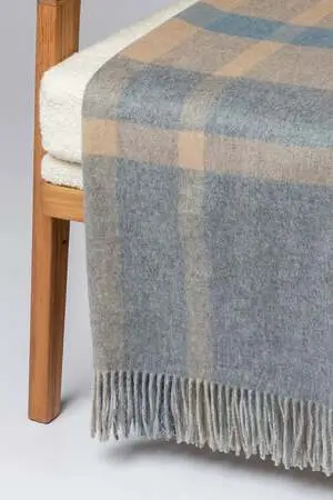 Johnstons Of Elgin Check Reversible Cashmere Throw In Birch - Grey
