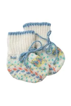 Johnstons Of Elgin Fairisle Cashmere Baby Booties - Blue