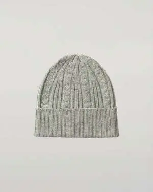Johnstons Of Elgin Cable & Rib Light Cashmere Beanie - Grey