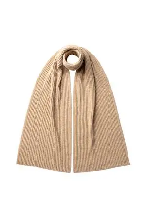 Johnstons Of Elgin Cable & Rib Cashmere Scarf - Natural