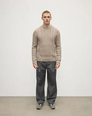 Johnstons Of Elgin Aran Cable Light Cashmere Jumper - Brown