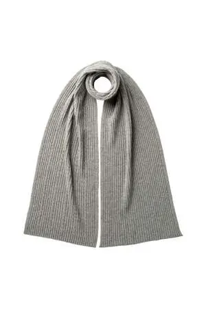 Johnstons Of Elgin Cable & Rib Light Cashmere Scarf - Grey