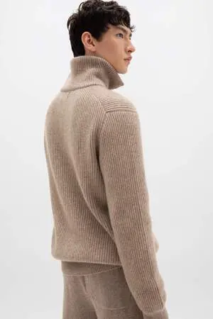 Johnstons Of Elgin Ribbed Cashmere Zip Neck Jumper