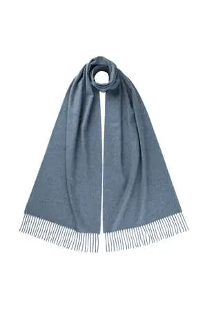 Johnstons Of Elgin Wide Cashmere Scarf - Blue