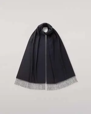 Johnstons Of Elgin Wide Dark Cashmere Scarf - Navy