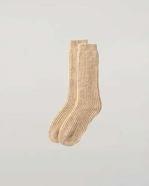 Johnstons Of Elgin Cashmere Ribbed Socks - Natural