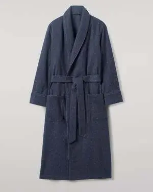 Johnstons Of Elgin Donegal Cashmere Dressing Gown - Navy