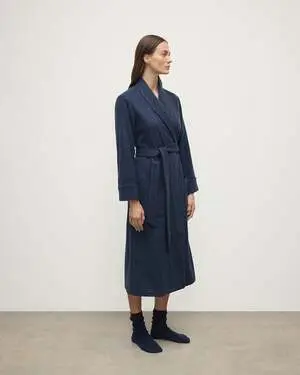 Johnstons Of Elgin Donegal Cashmere Dressing Gown - Navy