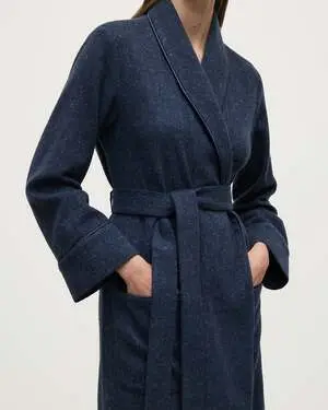 Johnstons Of Elgin Donegal Cashmere Dressing Gown - Navy