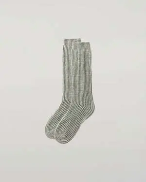 Johnstons Of Elgin Cashmere Ribbed Socks - Grey