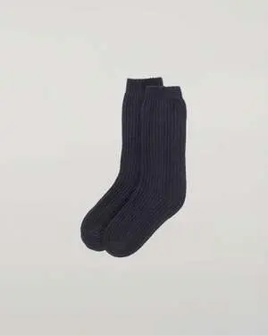 Johnstons Of Elgin Cashmere Ribbed Socks - Navy