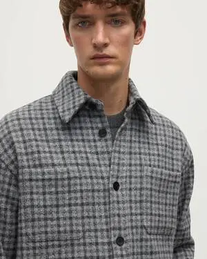 Johnstons Of Elgin Cashere Wool Blend Overshirt - Grey