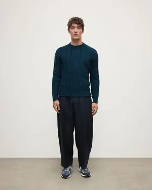 Johnstons Of Elgin Aran Cable Cashmere Jumper - Green