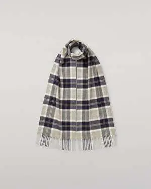 Johnstons Of Elgin Silver Bannockbane Tartan Cashmere Scarf - Grey