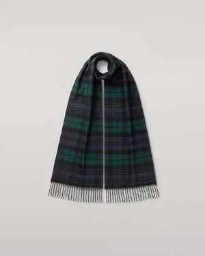 Johnstons Of Elgin Black Watch Tartan Cashmere Scarf - Navy