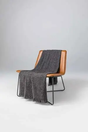 Johnstons Of Elgin Brushed Bouclé Cashmere Silk Throw In Charcoal - Grey