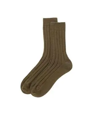 Johnstons Of Elgin Cashmere Ribbed Socks - Green