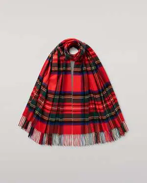 Johnstons Of Elgin Royal Stewart Tartan Cashmere Stole - Red