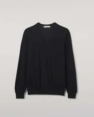 Johnstons Of Elgin V-neck Cashmere Jumper - Black