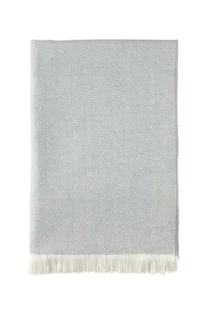 Johnstons Of Elgin Herringbone Merino Bed Throw In Mist - Grey
