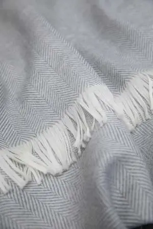 Johnstons Of Elgin Herringbone Merino Bed Throw In Mist