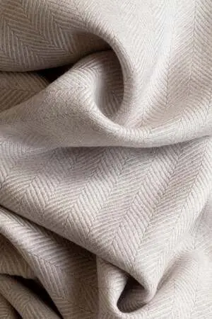 Johnstons Of Elgin Herringbone Merino Bed Throw In Silver Birch