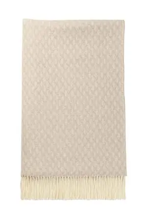 Johnstons Of Elgin Trellis Weave Merino Bed Throw In Light Taupe - Natural