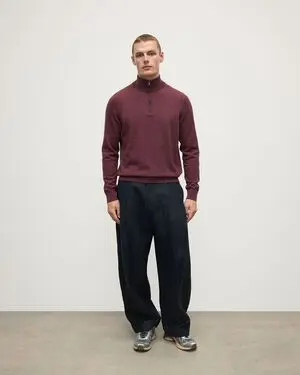 Johnstons Of Elgin Cashmere Zip Neck Jumper - Red