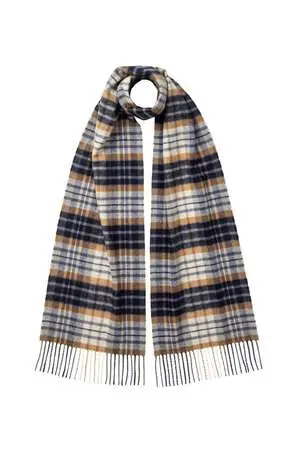 Johnstons Of Elgin House Check Cashmere Scarf - Navy