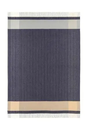 Johnstons Of Elgin Block Border Wool Throw In Dark - Grey