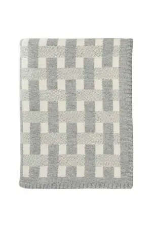 Johnstons Of Elgin Blanket Stitched Basketweave Throw In Light