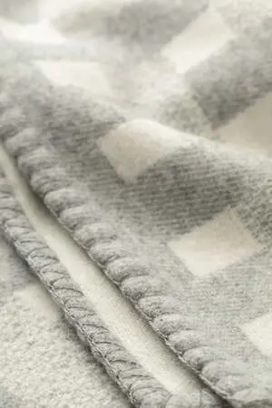 Johnstons Of Elgin Blanket Stitched Basketweave Throw In Light