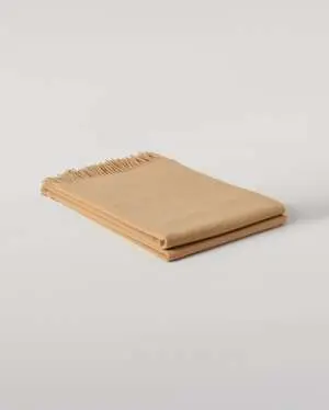 Johnstons Of Elgin Plain Camel Cashmere Throw - Brown