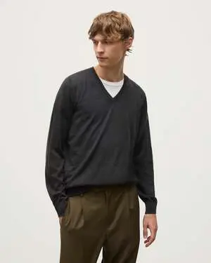 Johnstons Of Elgin Fin V-neck Superfine Cashmere Jumper - Grey