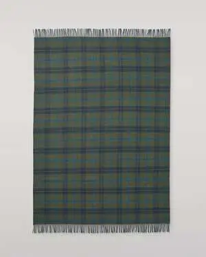 Johnstons Of Elgin Double Face Check Lambswool Throw - Green