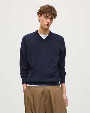 Johnstons Of Elgin Classic Cashmere V-neck Jumper - Navy