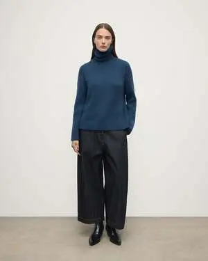 Johnstons Of Elgin Roll-collar Cashmere Jumper - Navy