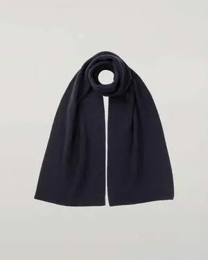 Johnstons Of Elgin Ribbed Dark Cashmere Scarf - Navy