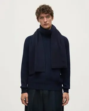 Johnstons Of Elgin Ribbed Dark Cashmere Scarf