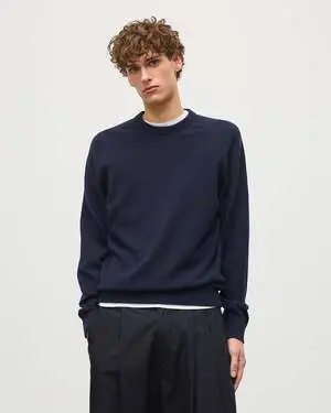 Johnstons Of Elgin Cashmere Crew Neck Jumper - Navy
