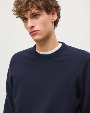 Johnstons Of Elgin Cashmere Crew Neck Jumper - Navy