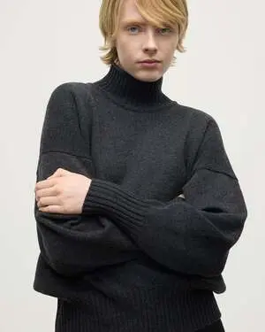 Johnstons Of Elgin High Neck Cashmere Jumper - Grey