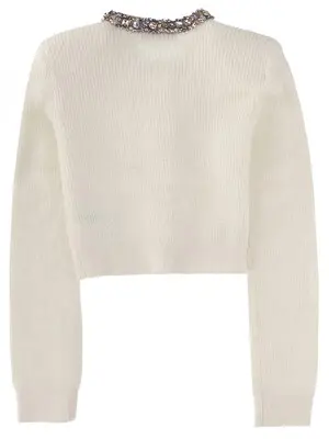 SELF-PORTRAIT Cardigan With Diamanté Detail - Ivory