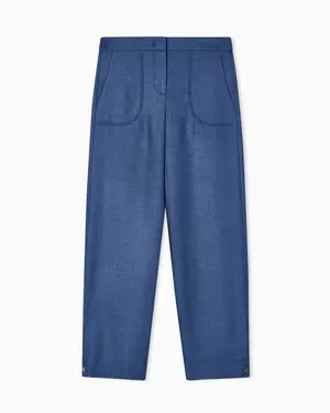 Giorgio Armani Straight-leg Silk And Wool Trousers - Blue